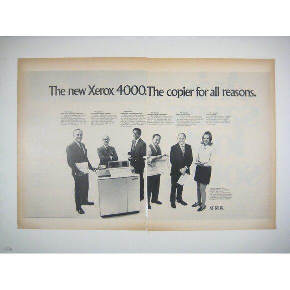 xerox | Art | Vintage 97s Xerox 4000 Copier Advertisement Print Office ...